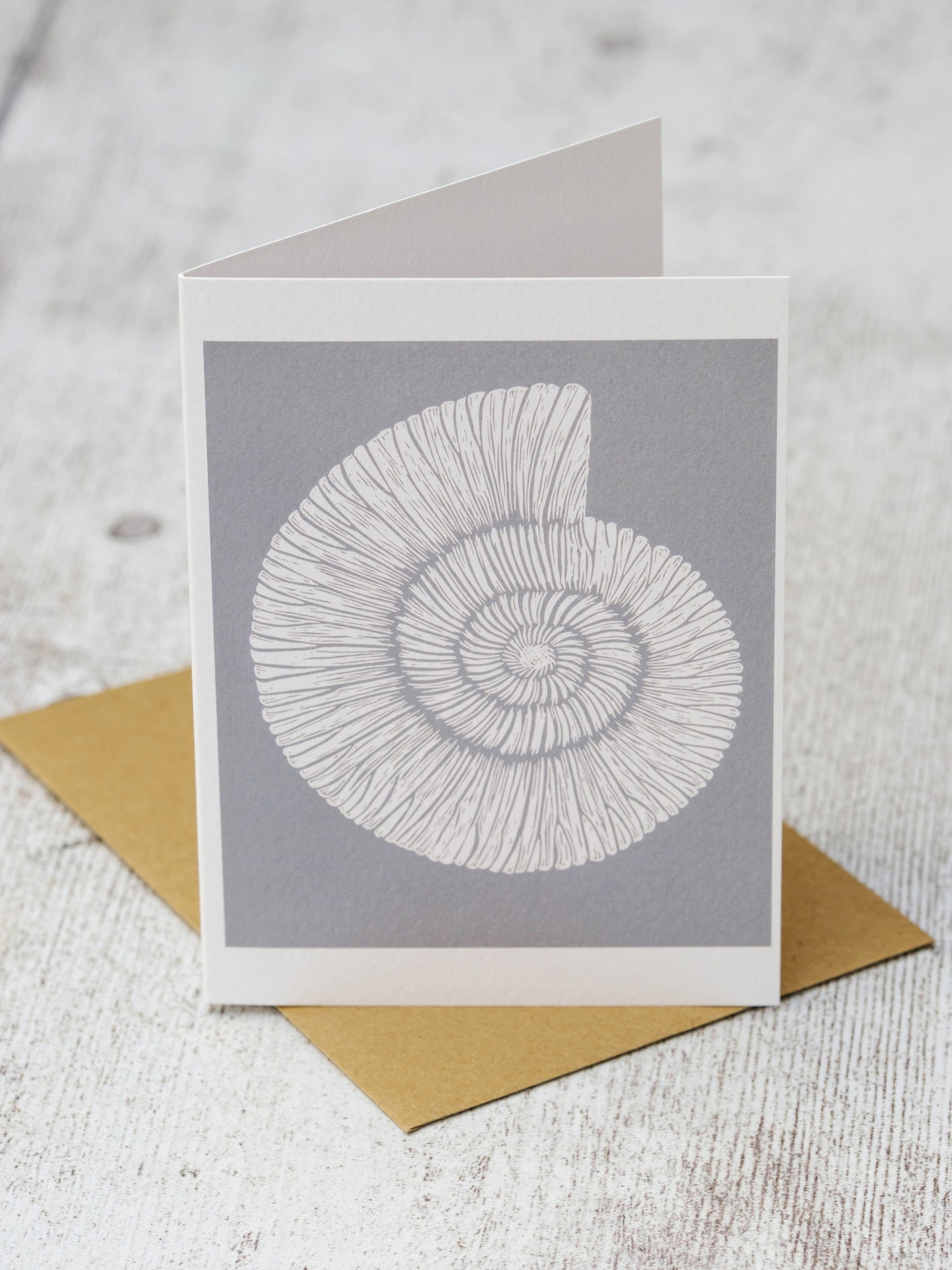 Ammonite Fossil A6 Greeting Card – Lino Lord